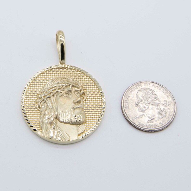 2 Diamond Cut Face of Jesus Medallion Pendant Real 10K - Etsy