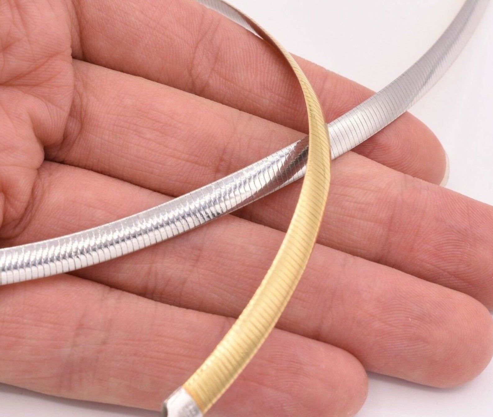 6mm Italian Reversible Omega Chain Necklace 14K Yellow Gold - Etsy