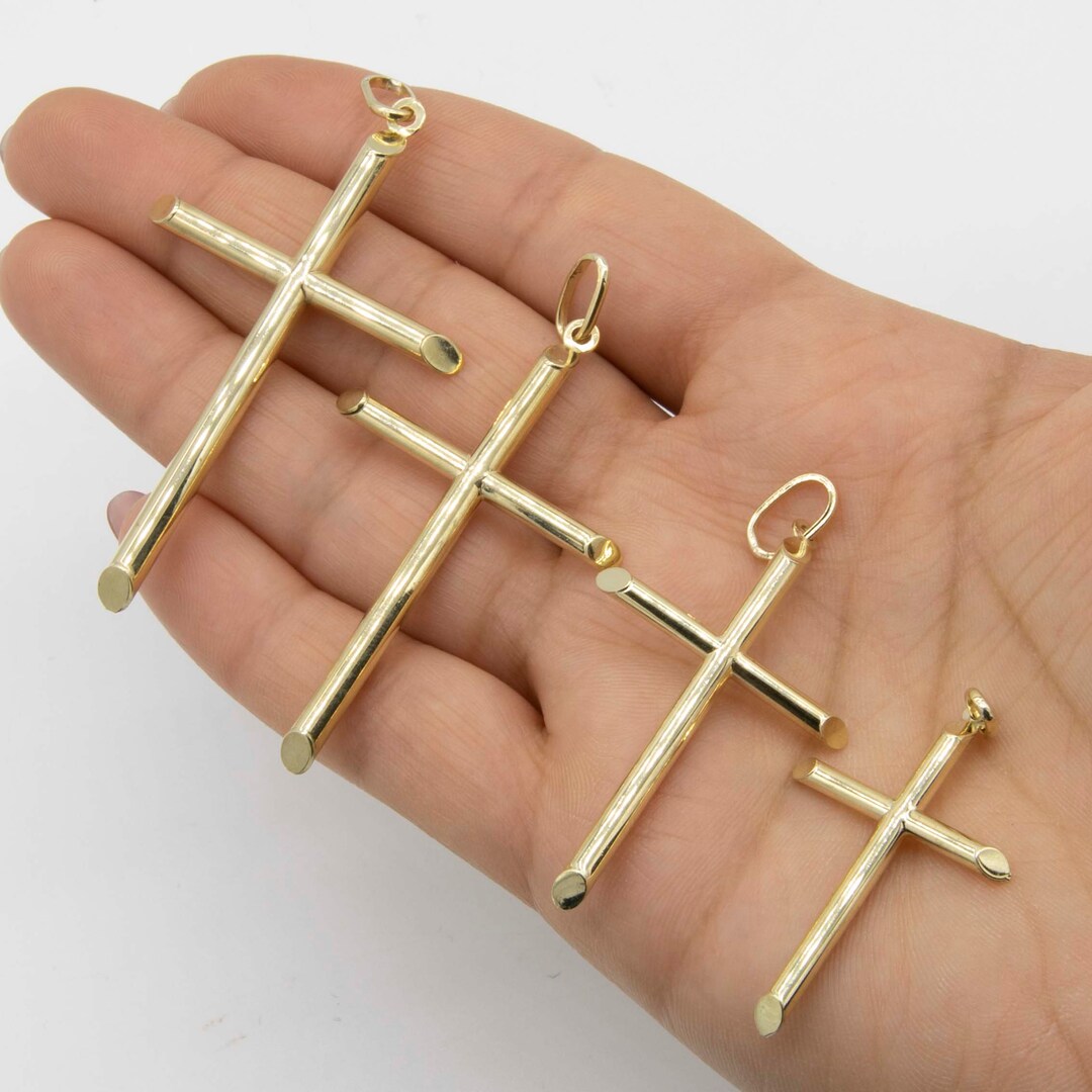 Shiny Cross Pendant Real 10K Solid Yellow Gold All Sizes - Etsy