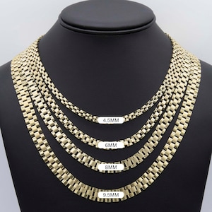 Reversible Rlx Railroad Chain Necklace Real 10K Yellow Gold All Sizes ...