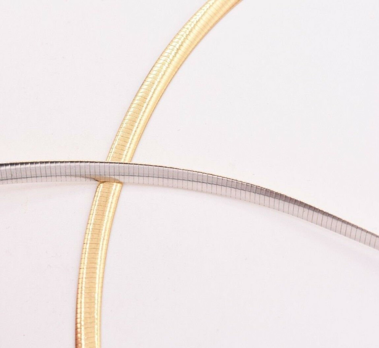 5mm Italian Reversible Omega Chain Necklace 14K Yellow Gold Clad Silver ...