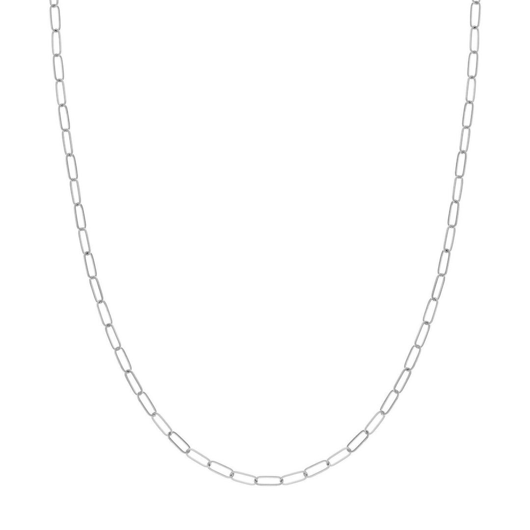 3mm Paperclip Long Link Chain Necklace 14K Real White Gold - Etsy