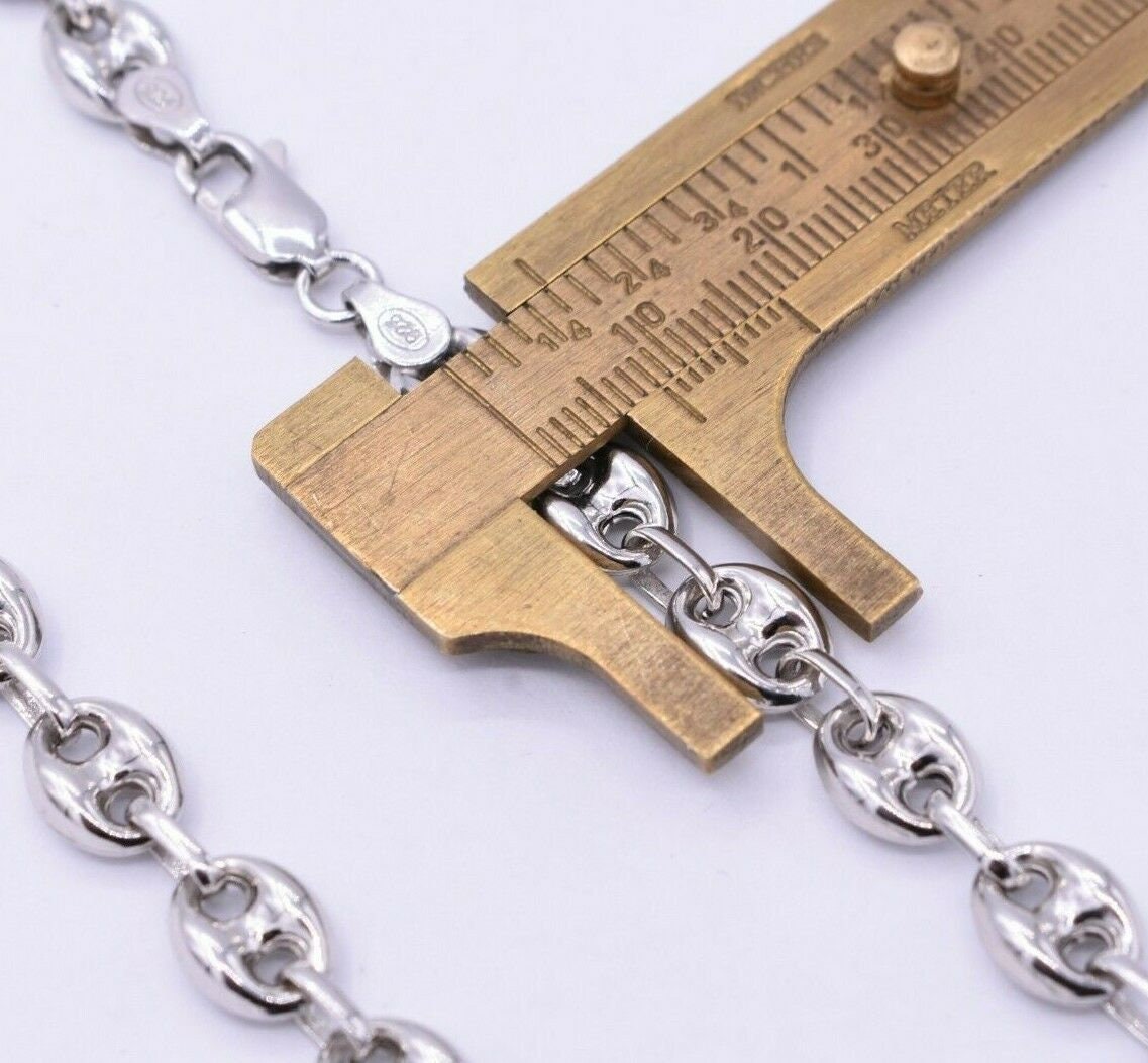 8mm Puffed Anchor Mariner Link Chain Necklace 14K White Gold Clad ...
