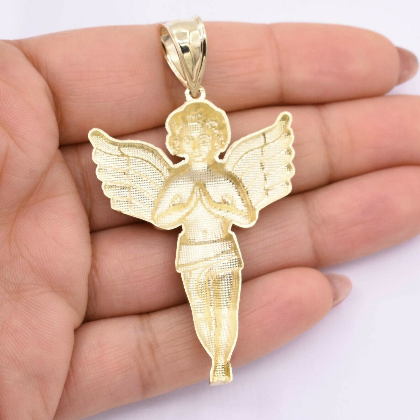 Praying Baby Angel Diamond Cut Pendant Real Solid 10K Yellow - Etsy