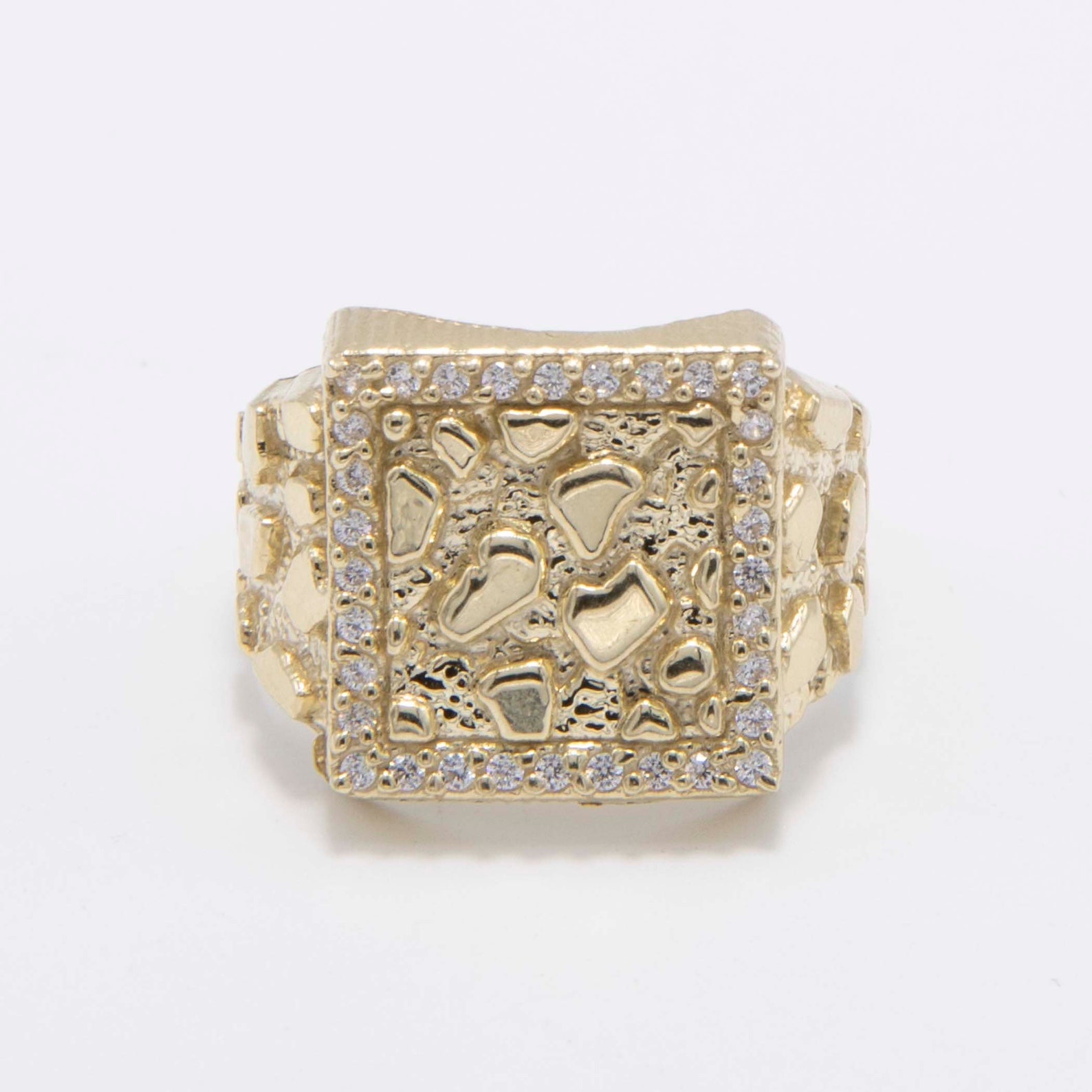 Shiny Square Nugget Ring 10K Yellow Gold All Sizes - Etsy