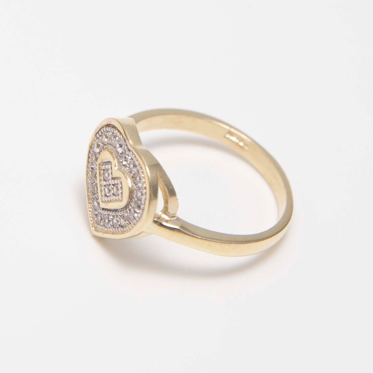Two-tone Heart Ring Real 10K Yellow White Gold Size 6.5 - Etsy