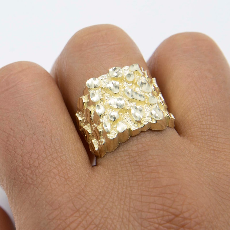 Large 10k Gold Nugget Ring - Etsy
