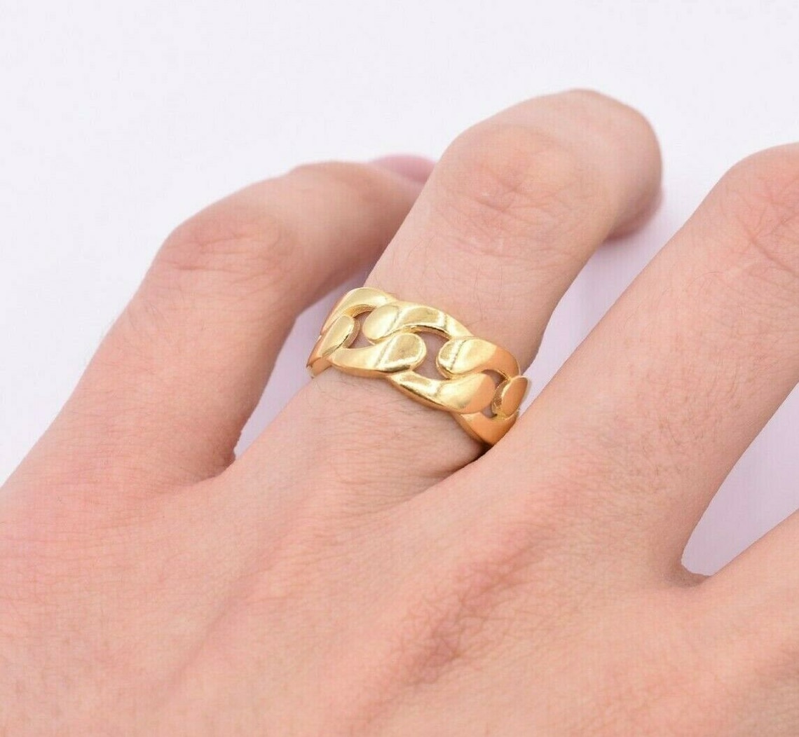 Miami Cuban Curb Ring 14K Yellow Gold Clad Sterling Silver 925 - Etsy
