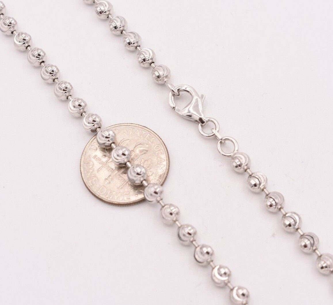 4mm Diamond Cut Moon Cut Ball Bead Chain Necklace Real - Etsy
