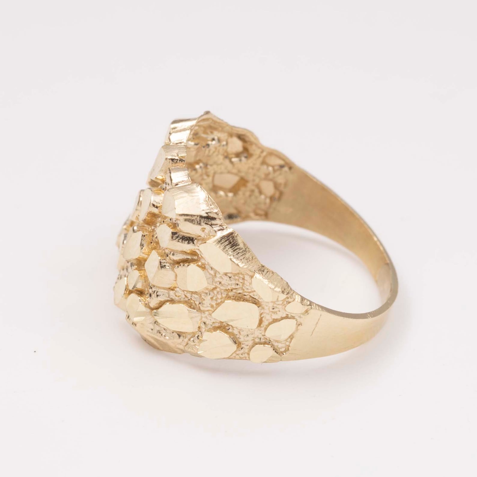 Mens Large Nugget Square Ring Real Solid 14K Yellow Gold ALL SIZES - Etsy