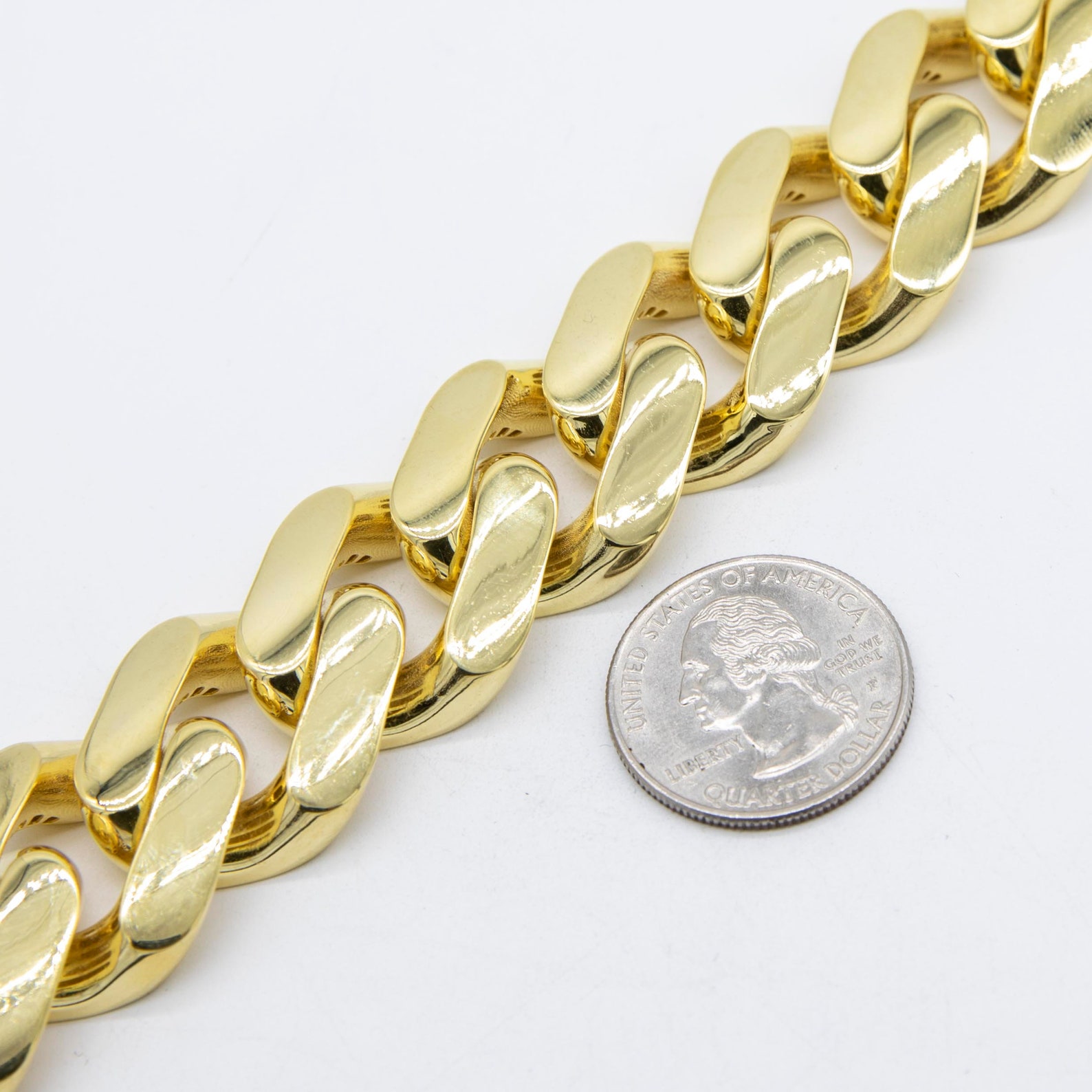 24mm Miami Cuban Royal Link Plain Box Clasp Bracelet Real 10K Yellow ...