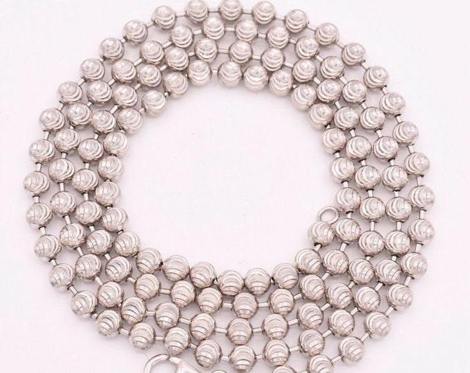Sterling Silver Diamond Cut Bead Chain W/ Rhodium Plated, 925 Silver ...