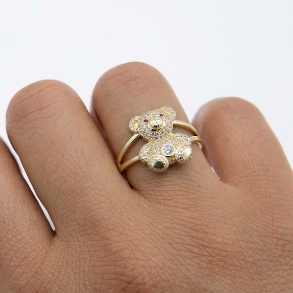 Teddy Bear Ring - Etsy