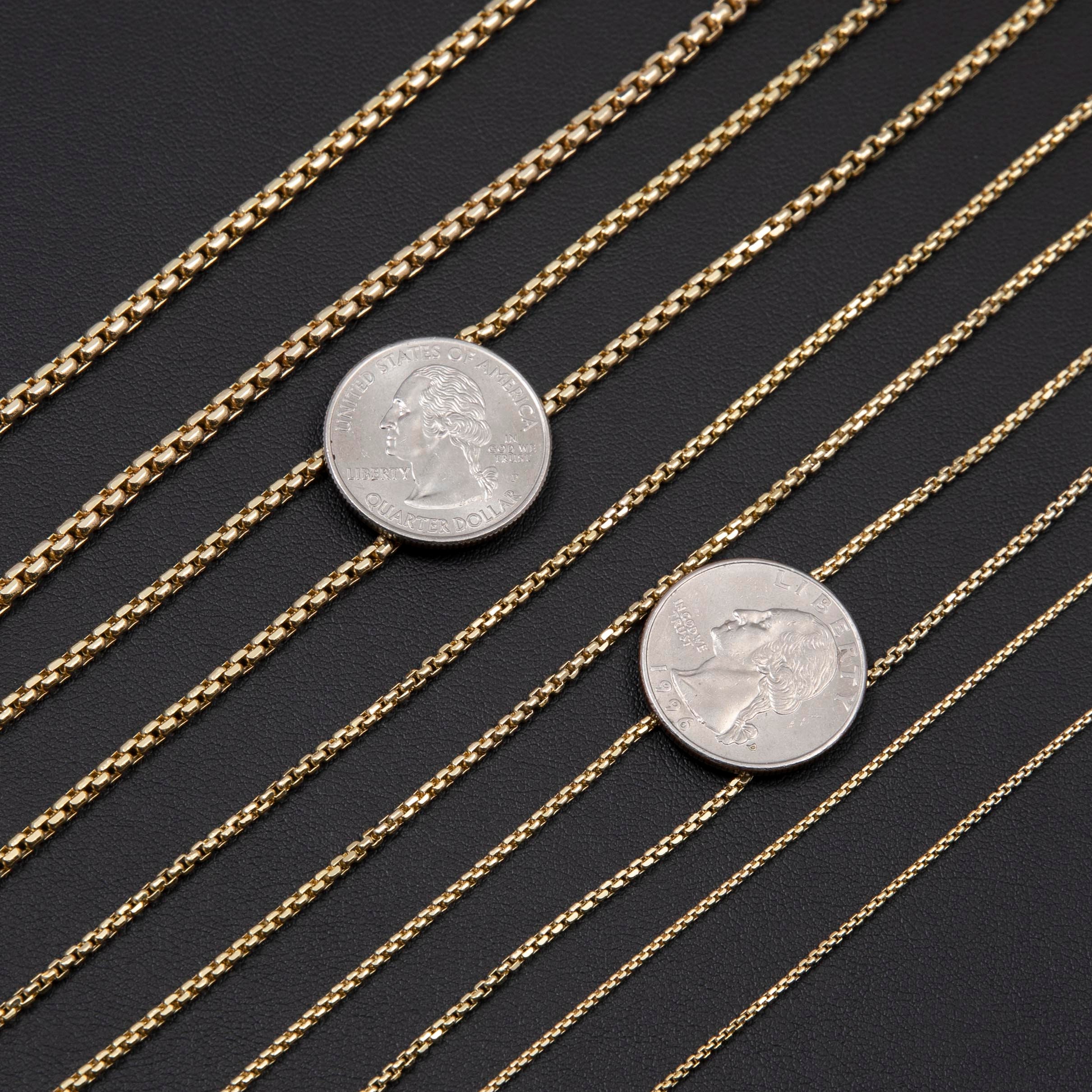 Round Box Link Chain Necklace Real 10K Yellow Gold All Sizes - Etsy