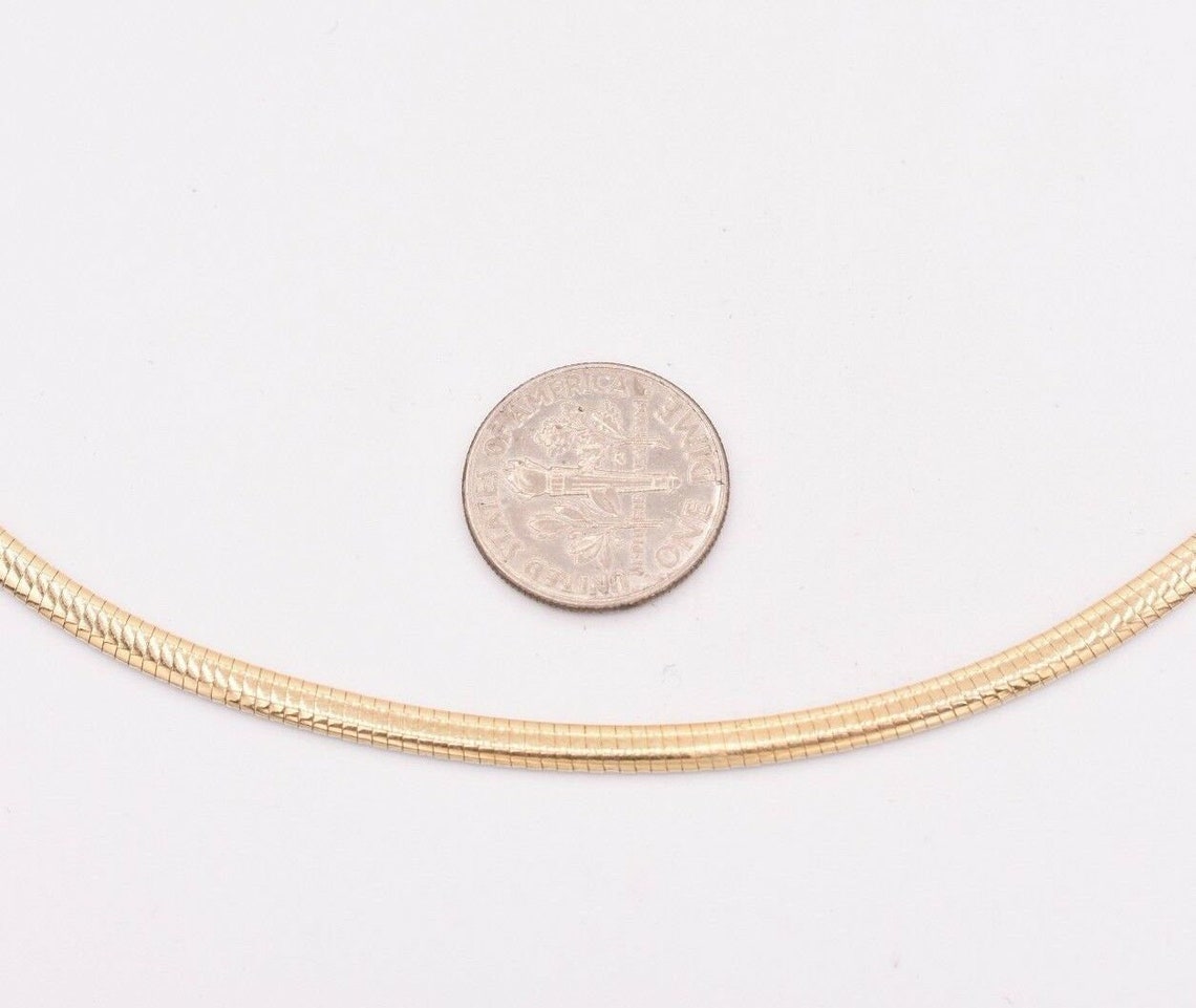 3mm Italian Reversible Omega Chain Necklace 14K Yellow Gold Clad Silver ...
