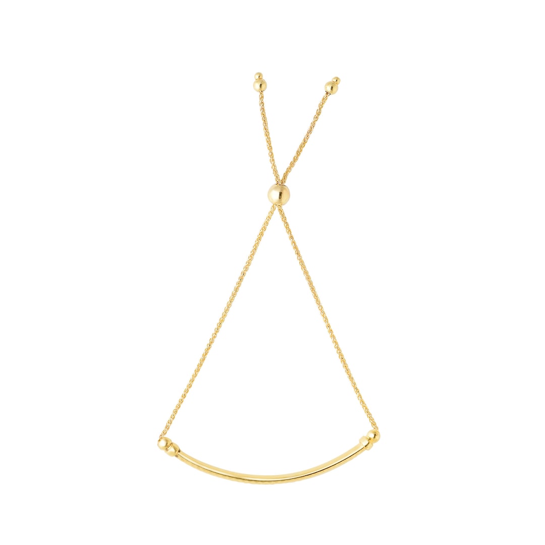 Diamond Cut Adjustable Bar Bracelet Real 14kt Yellow Gold - Etsy