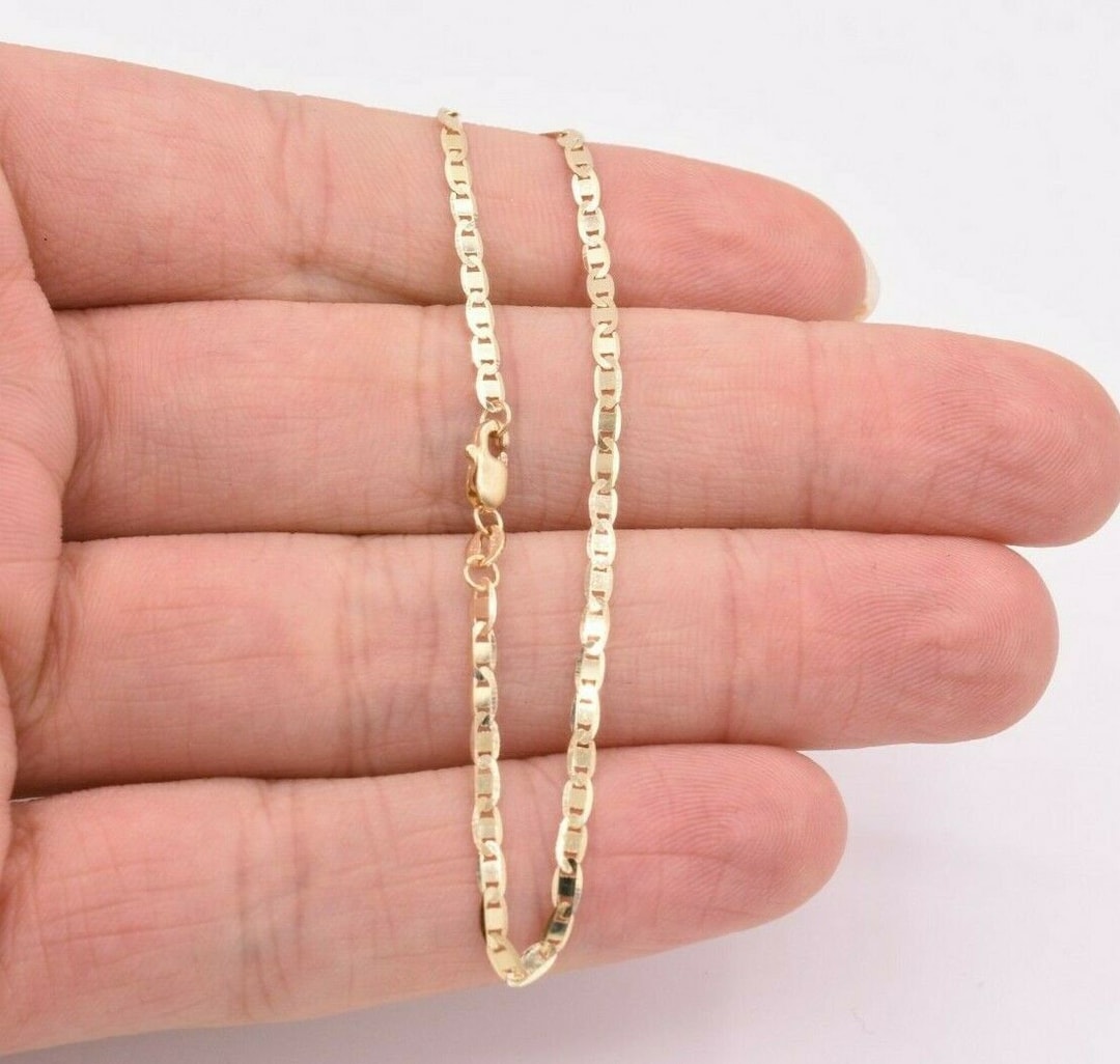 7" 2.3mm Mariner Anchor Link Chain Bracelet Real Solid 10K Yellow Gold ...
