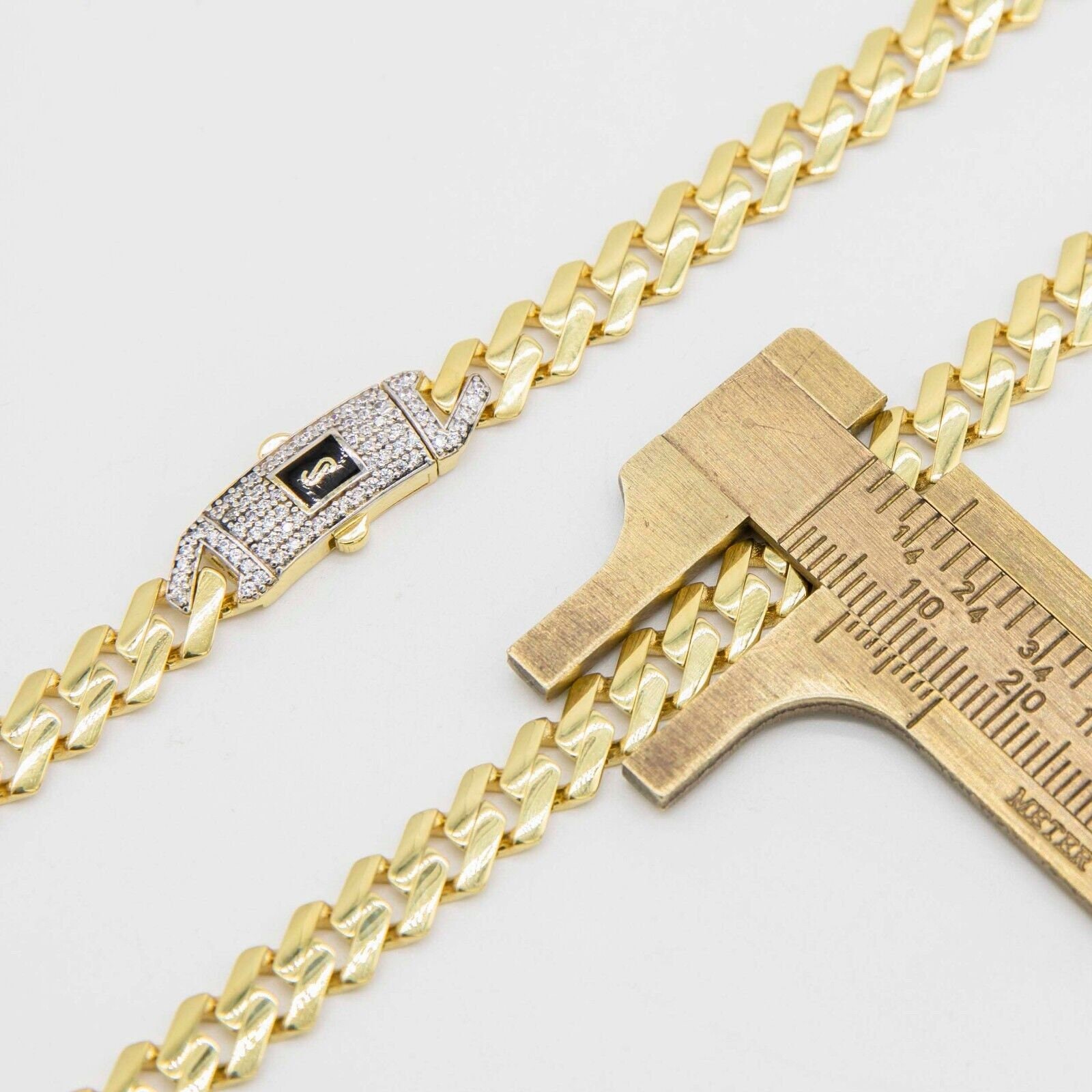 7.5mm Edge Miami Cuban Link Monaco Chain Necklace CZ Lock Real - Etsy