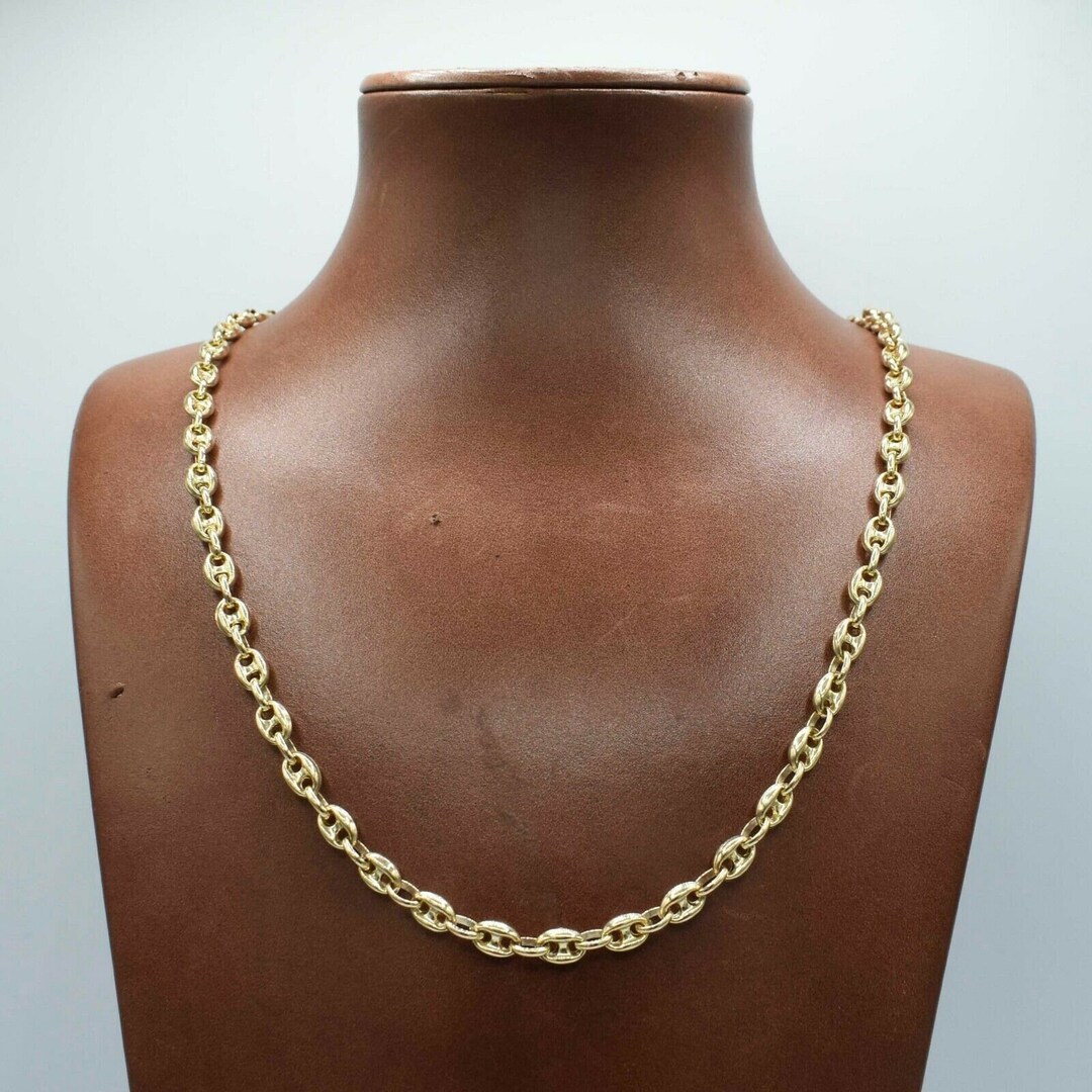 5mm Puffed Mariner Chain Necklace Real 10K Yellow Gold All SIZES - Etsy