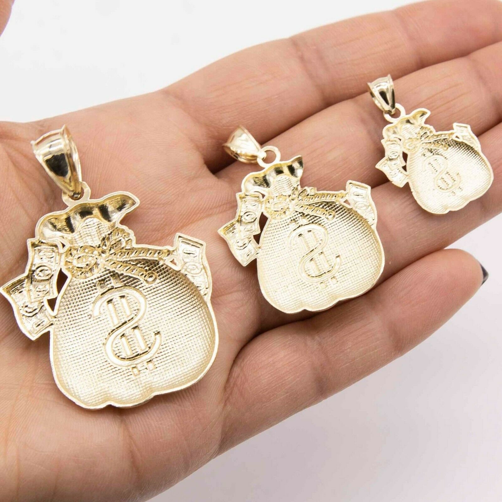 Diamond-cut Money Bag Luck Pendant Real 10K Yellow Gold All Sizes - Etsy