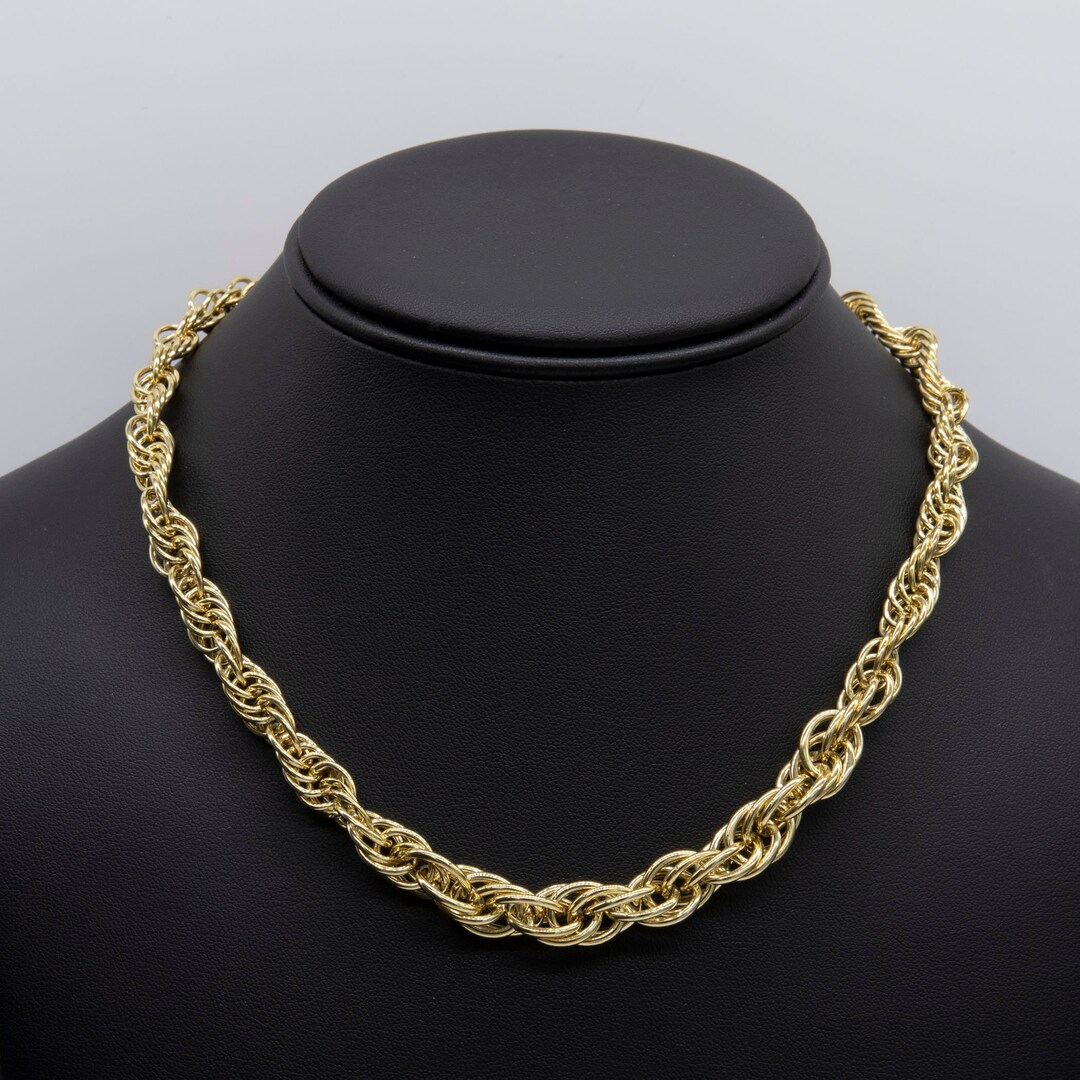 Graduated Rope Chain Necklace 14K Yellow Gold - Etsy