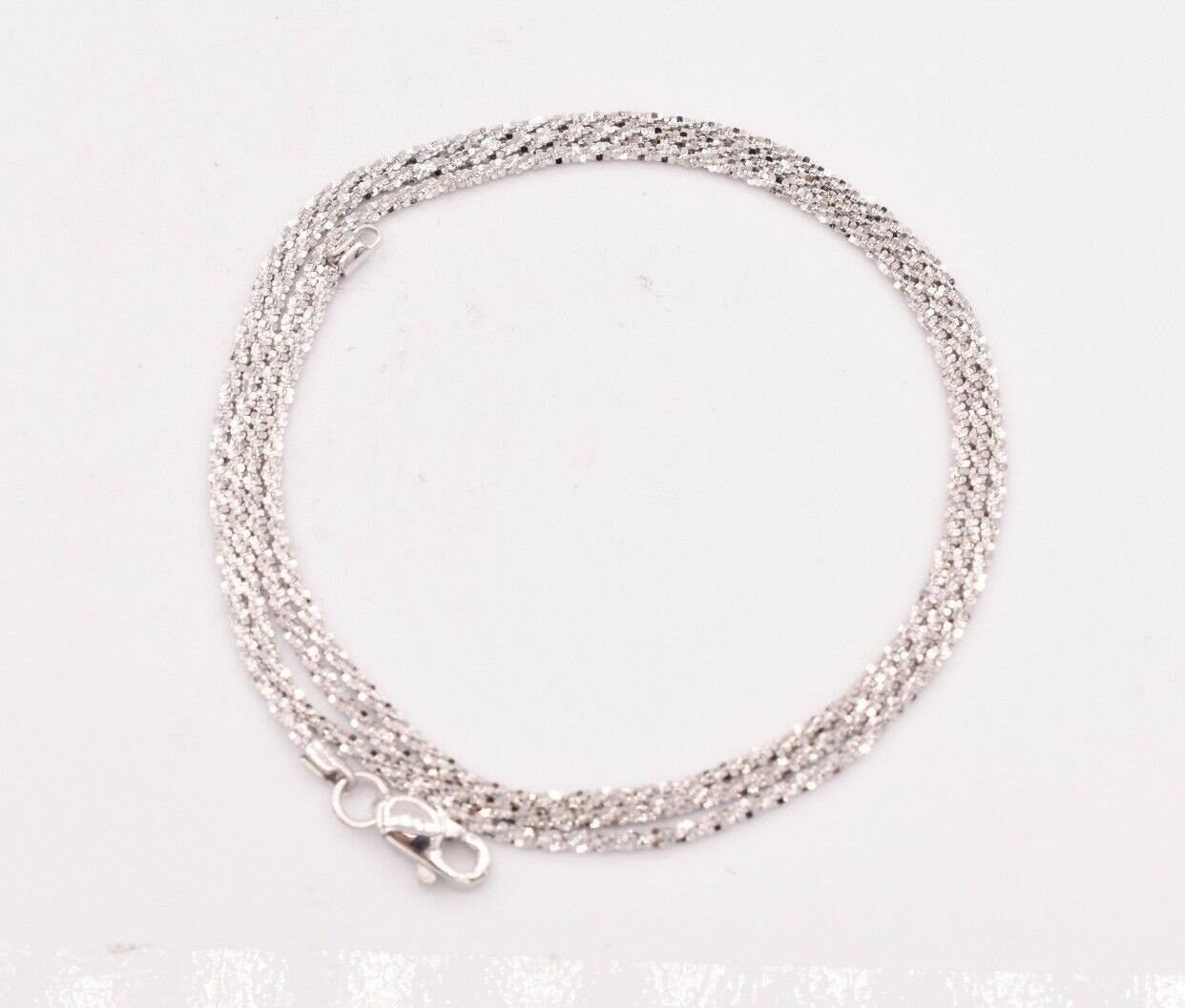 1.10mm Rock Sparkle Twisted Chain Necklace Real Solid 14K All White ...