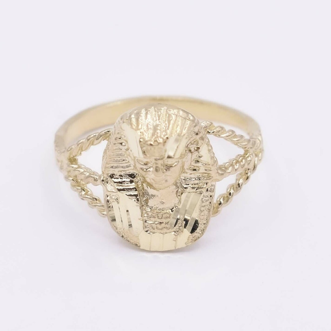 Egyptian Pharaoh King Ring Real Solid 10K Yellow Gold Size 7 - Etsy