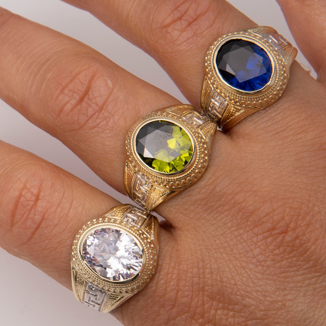 Men's Birthstone Ring Solid Real 10K Yellow Gold All Sizes - Etsy