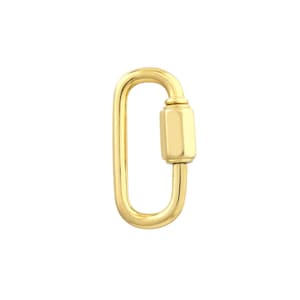 20mm Oval Clasp Hexagon Twist Closure Push Lock Charm Pendant Real 14K ...