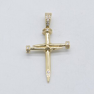 1 1/2 Screw Nail Cross Pendant Real 14K Solid Yellow Gold - Etsy
