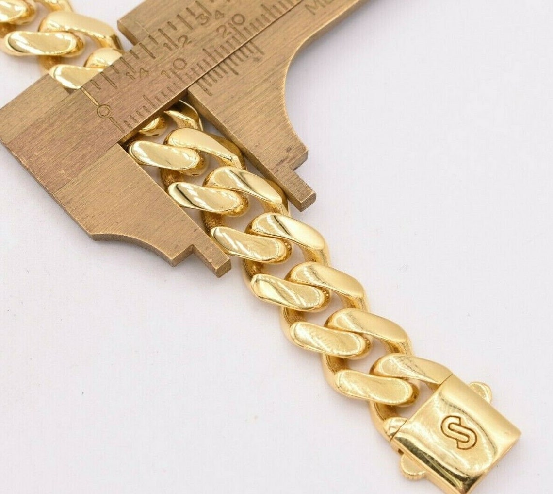 11mm Miami Cuban Royal Link Box Clasp Plain Shiny Bracelet | Etsy