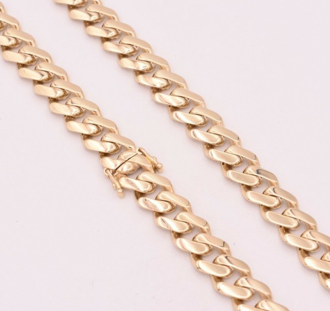 9mm Miami Cuban Royal Link Chain Necklace Box Clasp Real 10K | Etsy
