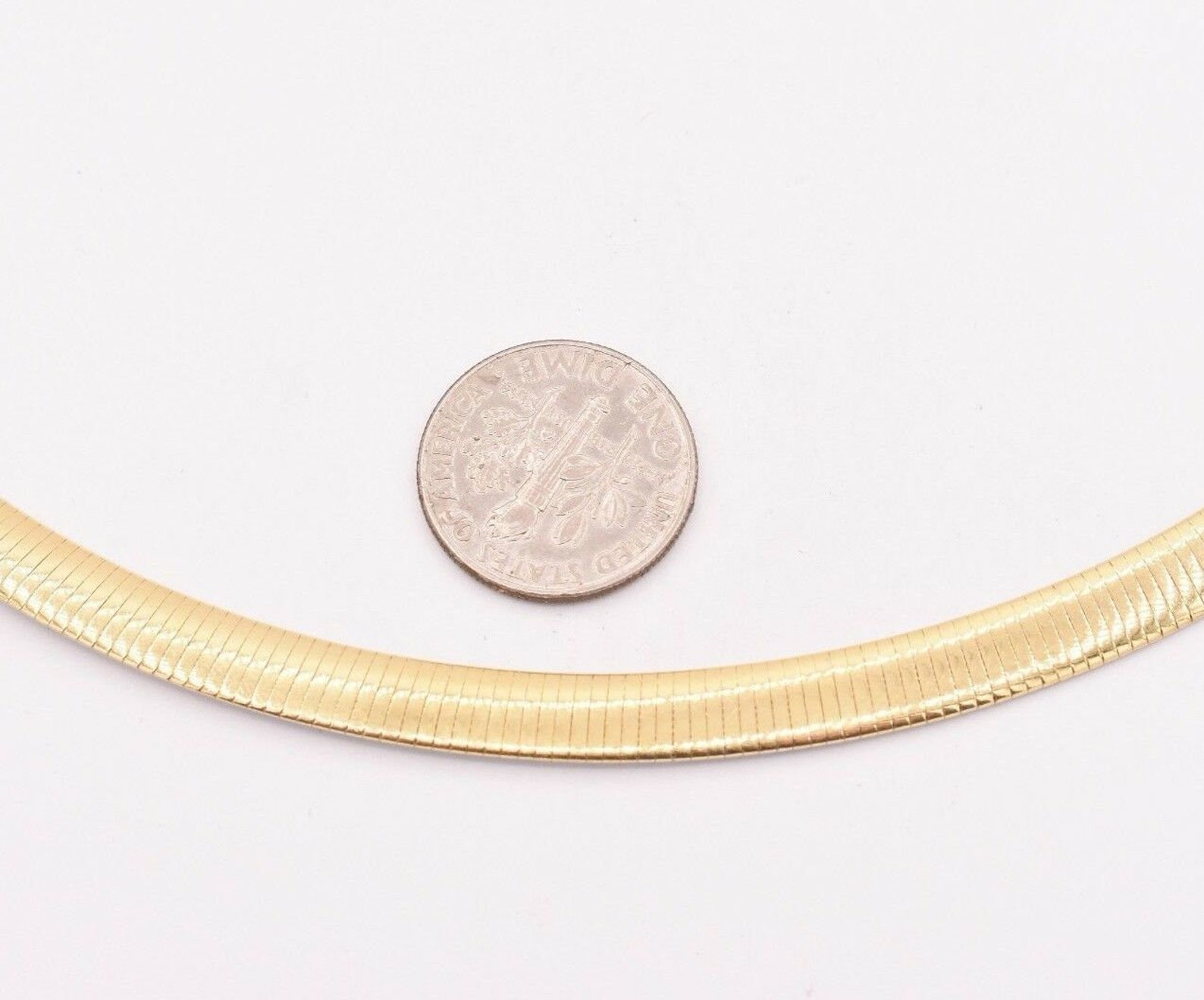 6mm Italian Reversible Omega Chain Necklace 14K Yellow Gold Clad Silver ...