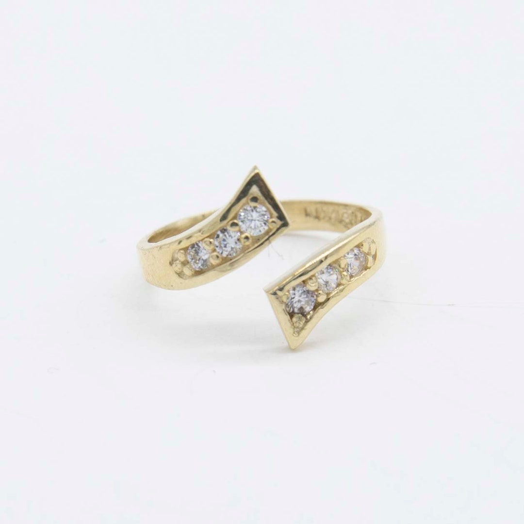 CZ Sideways Toe Ring Solid Real 10K Yellow Gold - Etsy