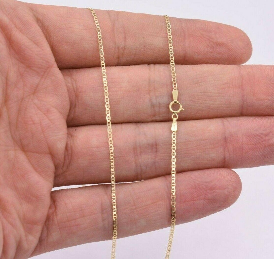 1.4mm Mariner Anchor Link Necklace Chain Real 10K Yellow Gold All Sizes ...