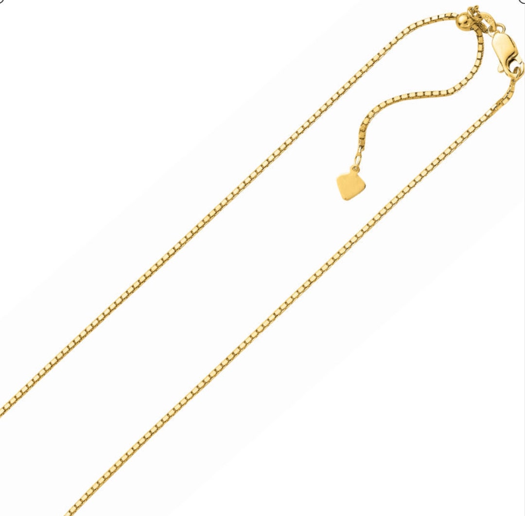 1.4mm Adjustable Box Chain 14K Yellow Gold Clad Sterling Silver 925 up ...