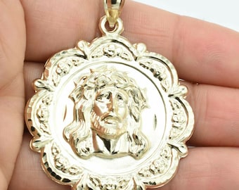Jesus Medallion Gold | Etsy
