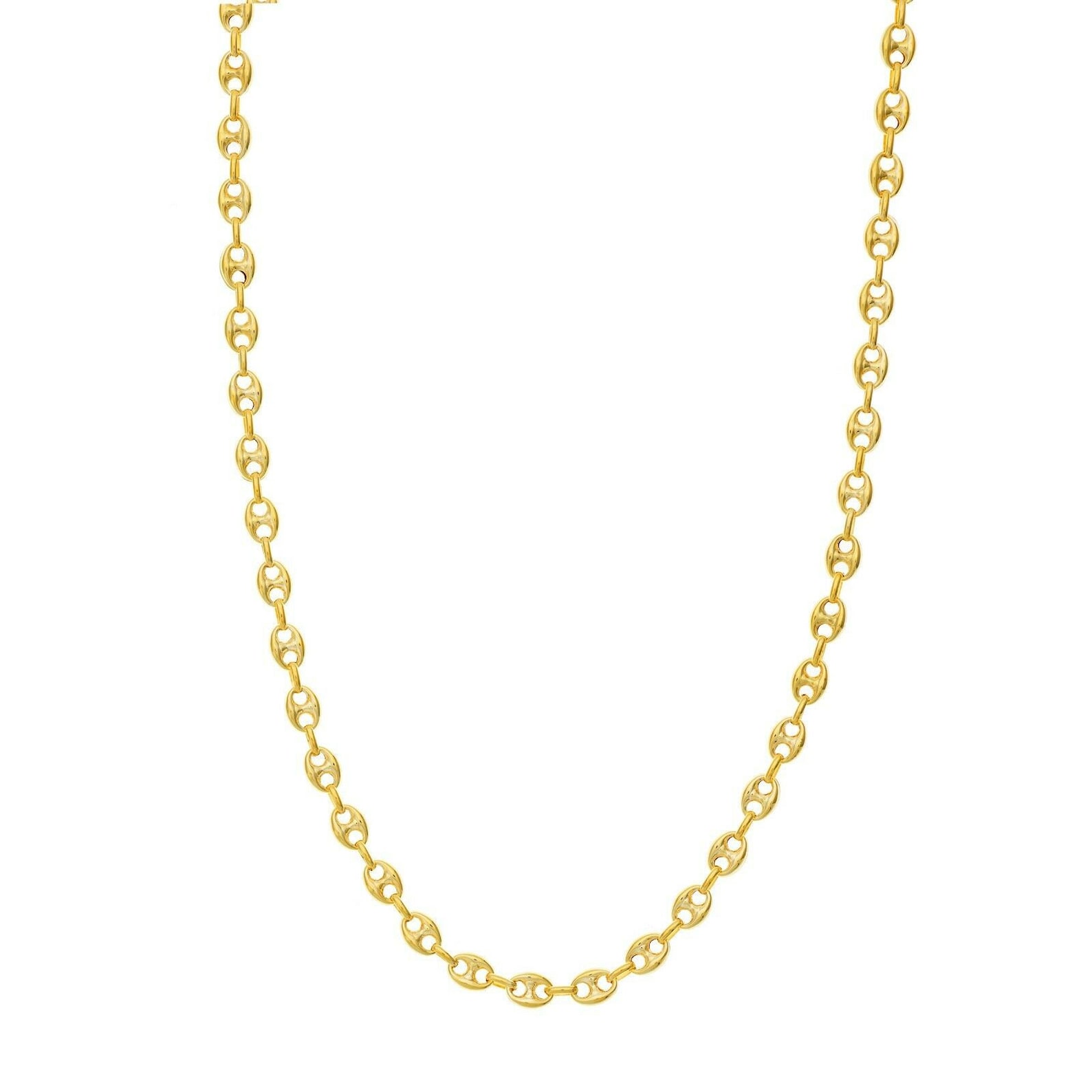 6.8mm Puffed Mariner Link Chain Necklace 14K Real Yellow Gold - Etsy