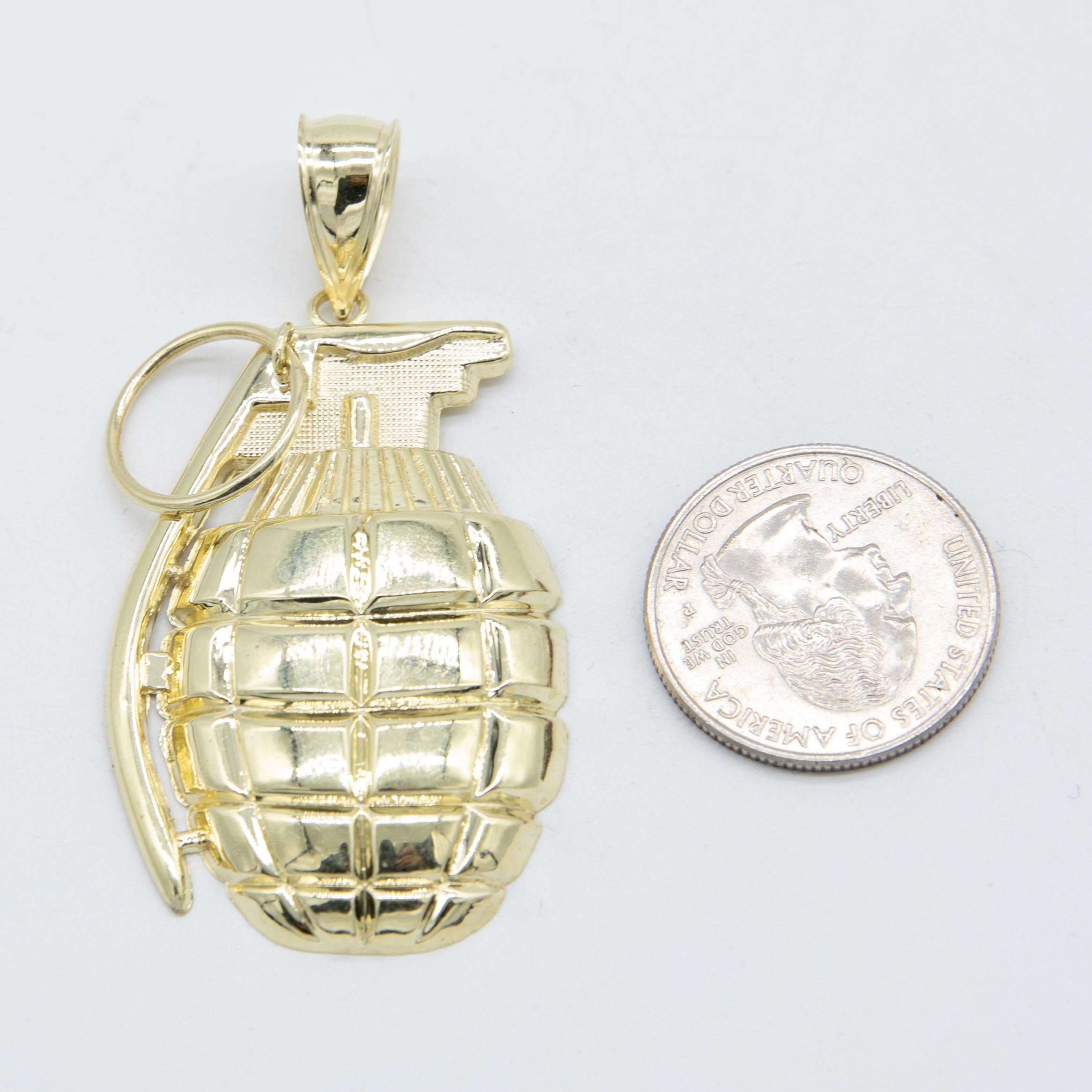 Textured Grenade Charm Pendant Solid 10K Yellow Gold All Sizes - Etsy