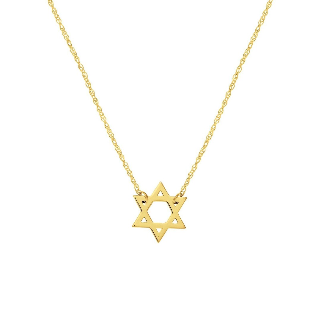 Star of David Adjustable Chain Necklace Real 14K Yellow Gold up to 18 ...