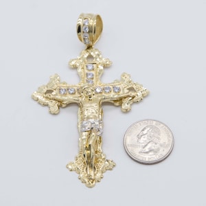 Diamond-cut Jesus Crucifix Cross Pendant Real 10K Yellow White Gold - Etsy