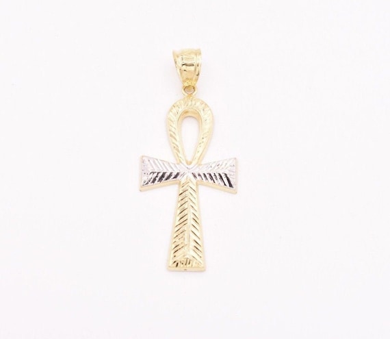 2 Huge Ankh Cross Jesus Pendant Charm Diamond Cut Real | Etsy