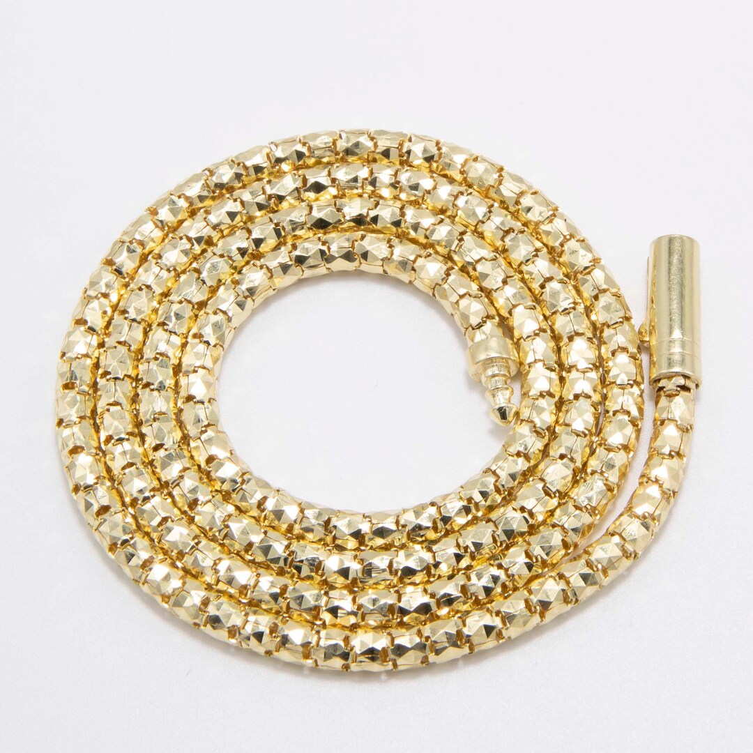 3.5mm Laser Ice Chain Real 10K Yellow Gold All Sizes - Etsy
