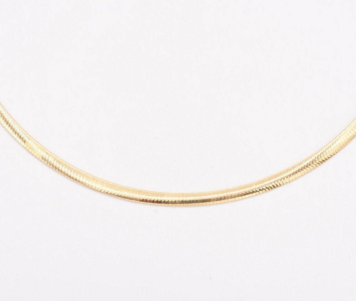 4mm Italian Reversible Omega Chain Necklace 14K Yellow Gold | Etsy