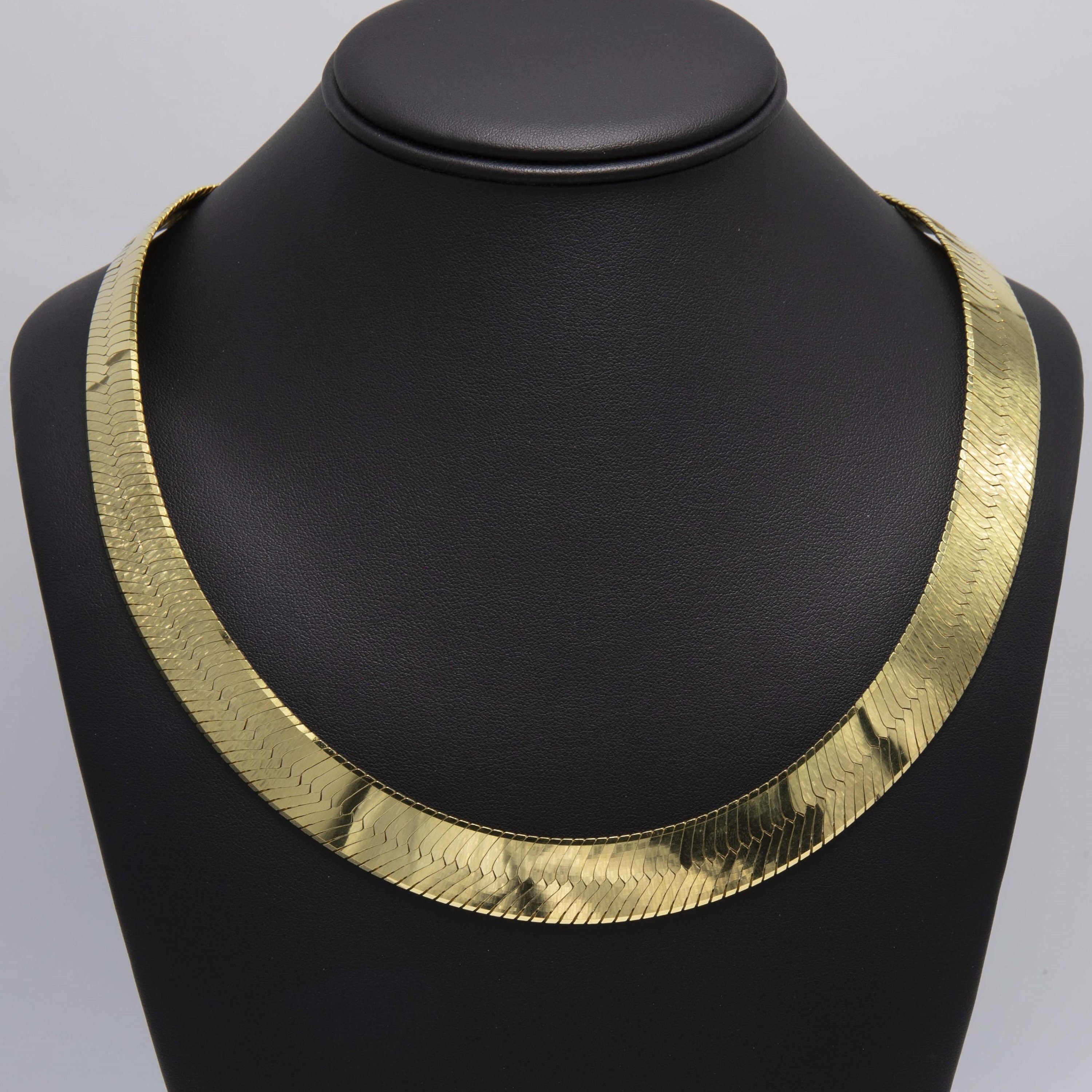 16mm Bold Herringbone Chain Necklace 14K Yellow Gold Plated 16mm Bold Herringbone Chain Necklace 14K Yellow Gold Plated