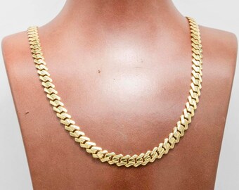 13mm Miami Cuban Link Monaco Chain Necklace Baguette Lock Real 10K ...