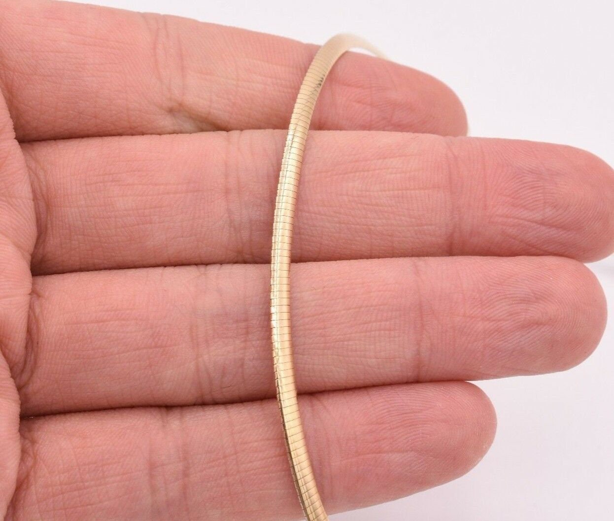 3mm Italian Reversible Omega Chain Necklace 14K Yellow Gold Clad Silver ...