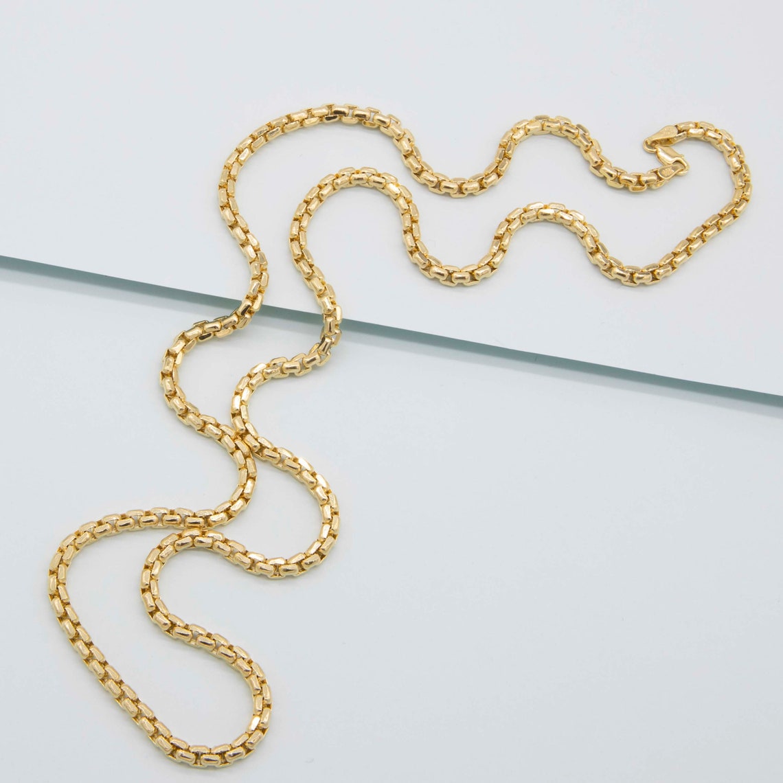 4mm Round Box Link Chain Necklace Real 10K Yellow Gold All - Etsy