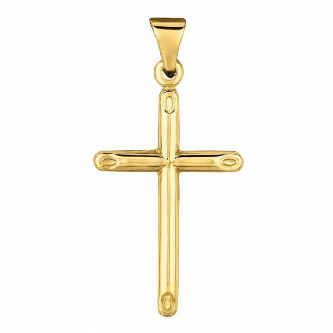 1 1/2" Polished Tapered Edge Cross Pendant Real 14K Yellow Gold 1.0gr ...