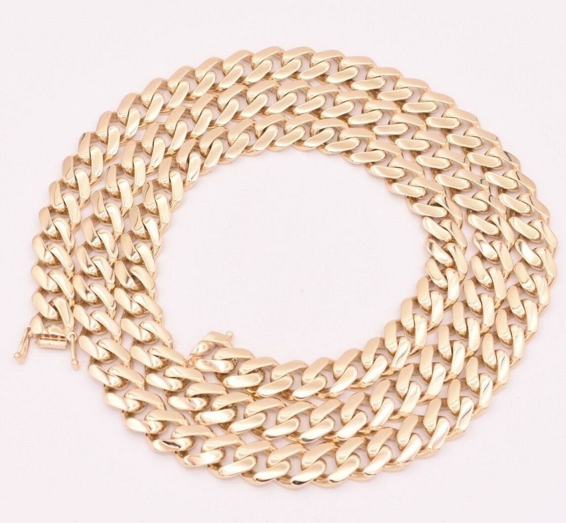 9mm Miami Cuban Royal Link Chain Necklace Box Clasp Real 10K | Etsy